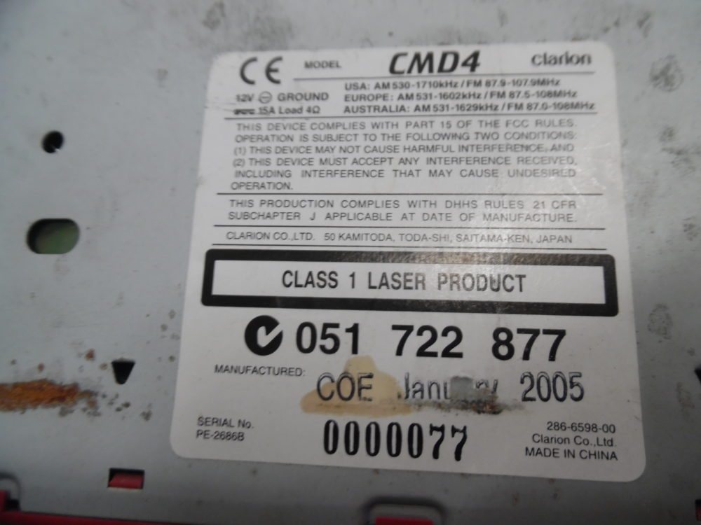 Clarion CMD4 Marine Stereo Head Unit w/ Wire Harness - Tested!! - Max ...