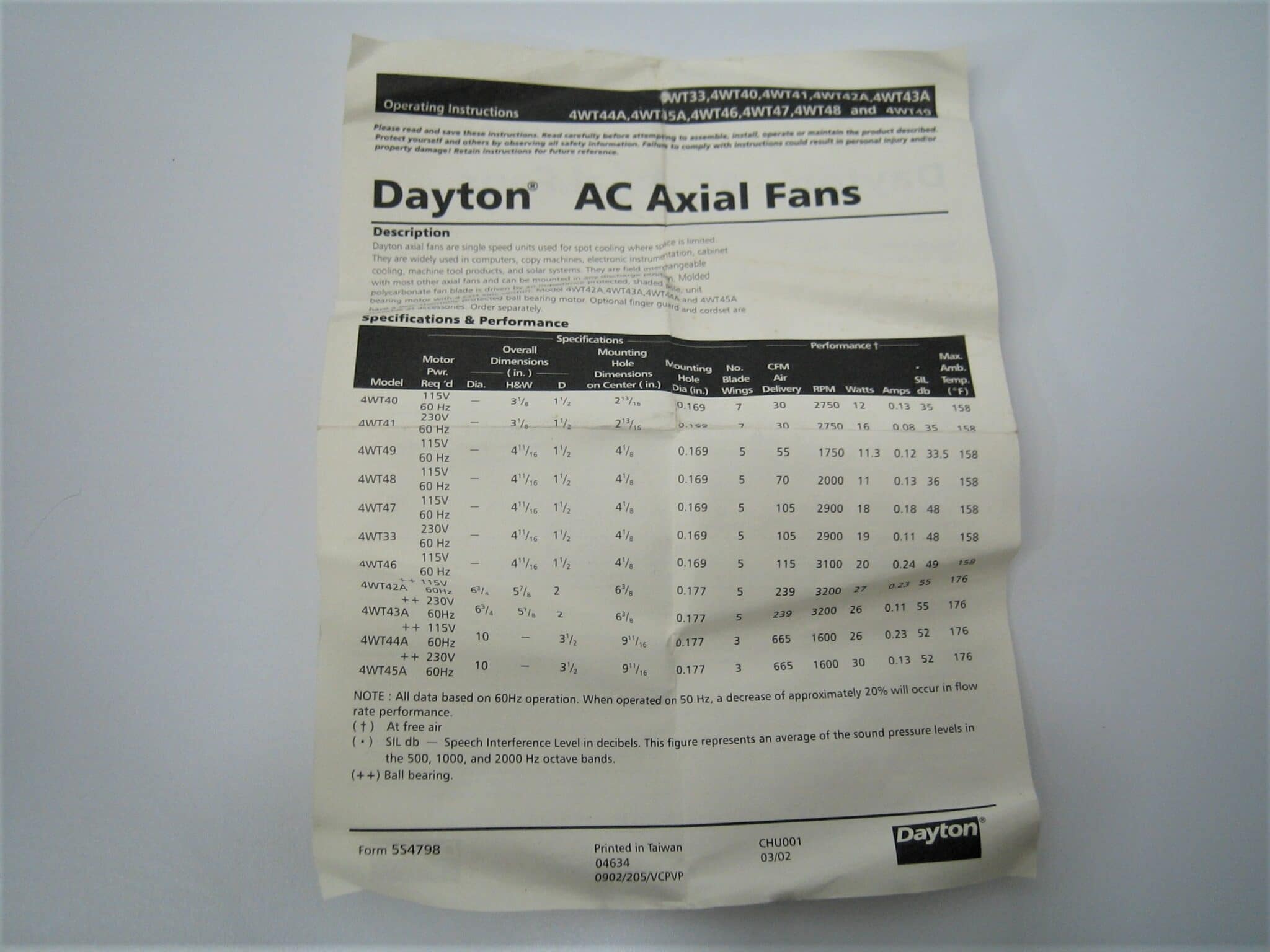 DAYTON 105 CFM AC Axial Fan 4WT33 - New Open Box - Free US Shipping ...