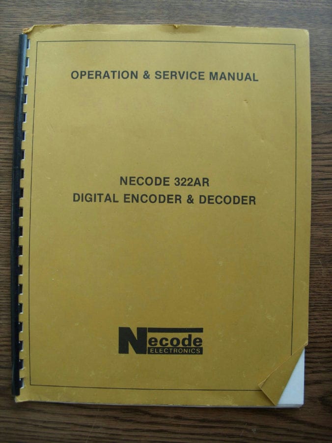 Necode Electronics 322AR Encoder Decoder Soft Cover Operation Service ... Necode Electronics 322AR Encoder Decoder Soft Cover Operation Service ...